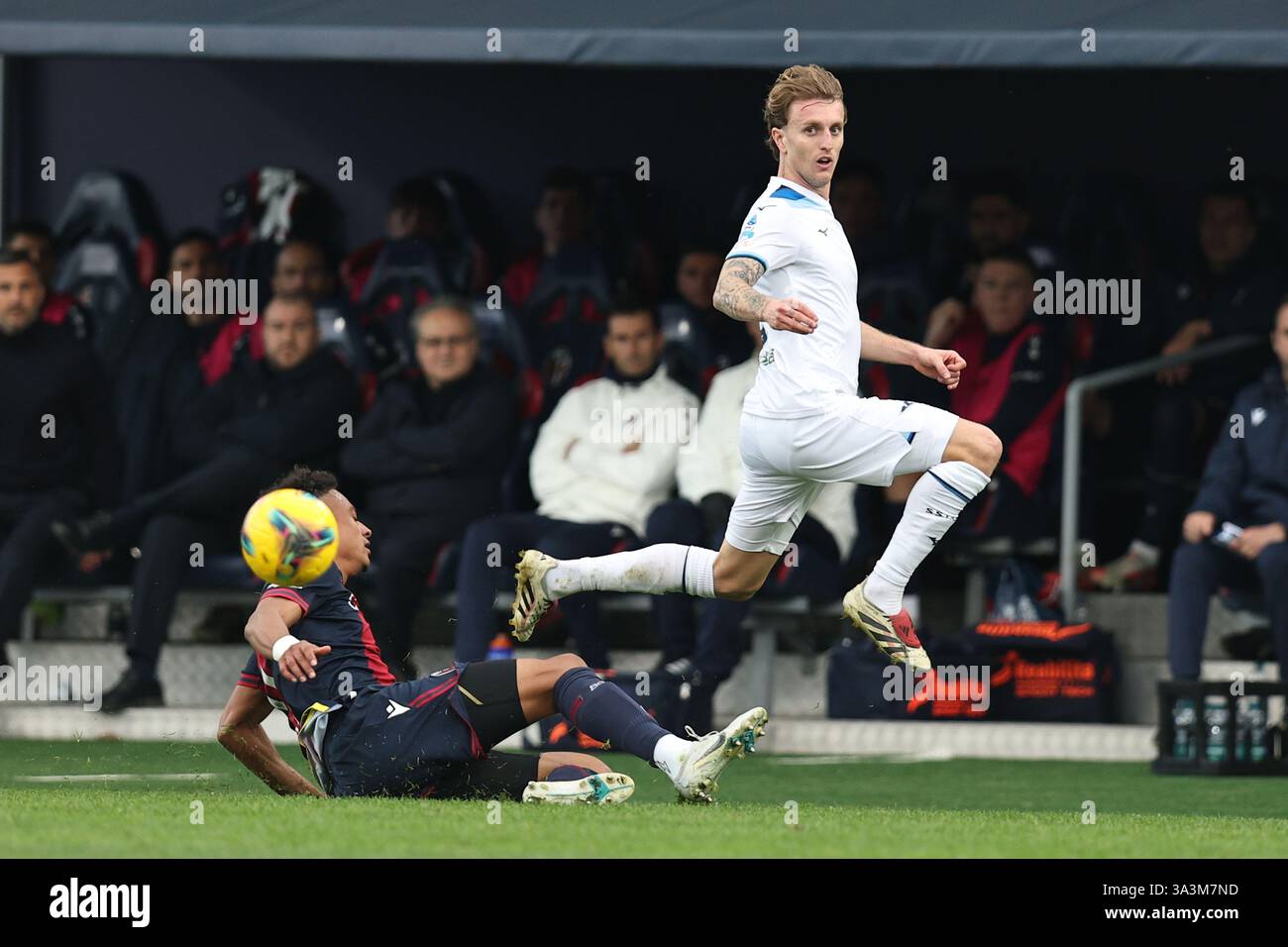 Bologna, Italy. 16th Mar, 2025. Nicolo Rovella (Lazio)Dan Ndoye ...