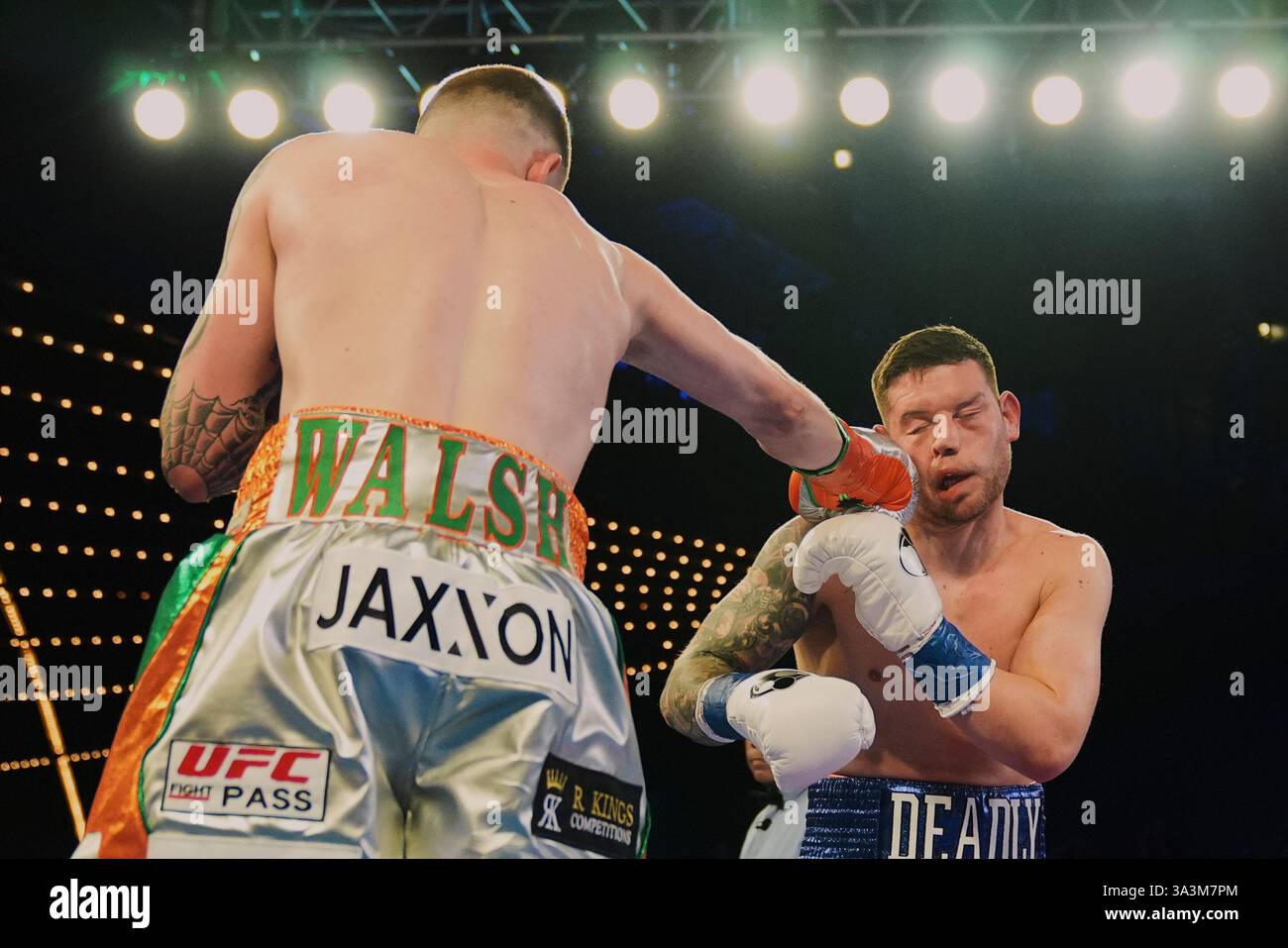 Ireland's Callum Walsh, left, punches Scotland's Dean Sutherland during ...