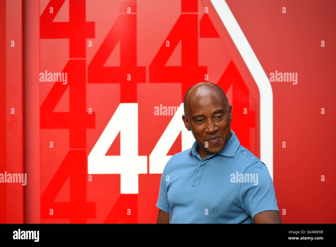 Anthony Hamilton, father F1 racing driver Lewis Hamilton, in front red ...