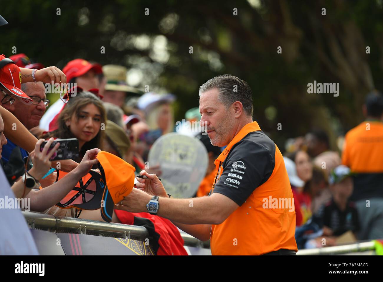 McLaren Formula 1 CEO Zak Brown signs autographs for fans at the ...