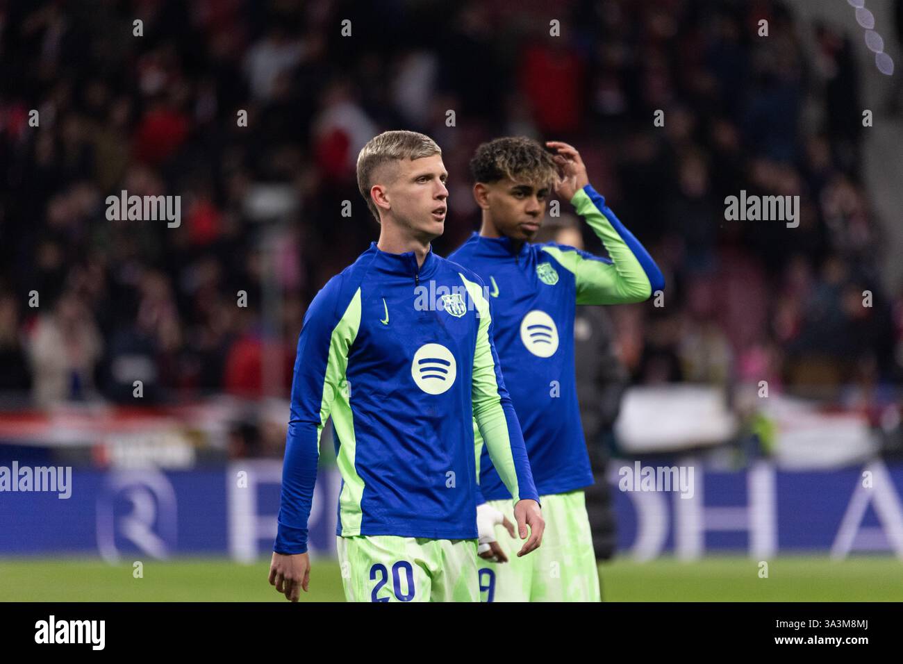 Madrid, Spain. 16th Mar 2025. Dani Olmo and Lamine Yamal during ...