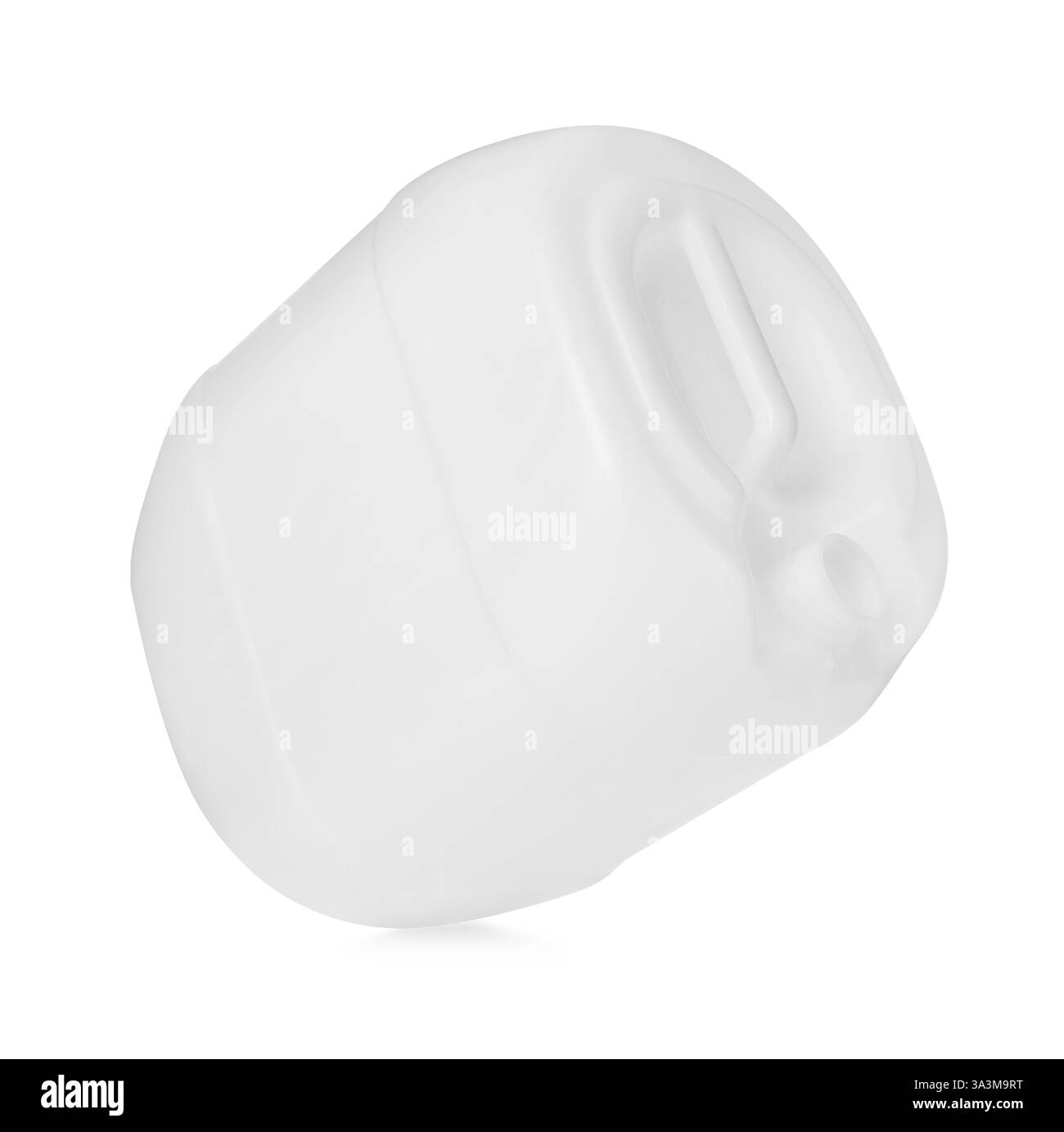 One plastic canister in air on white background Stock Photo - Alamy