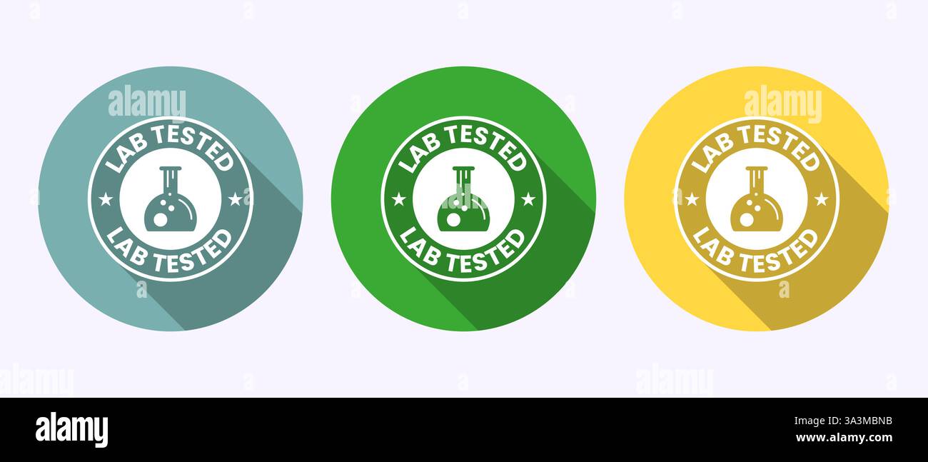 Lab tested icon. Laboratory testing product quality certificate symbol ...