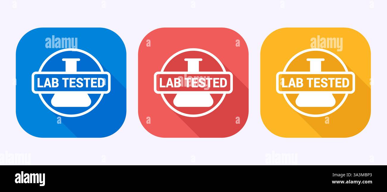 Lab tested icon. Laboratory testing product quality certificate symbol ...