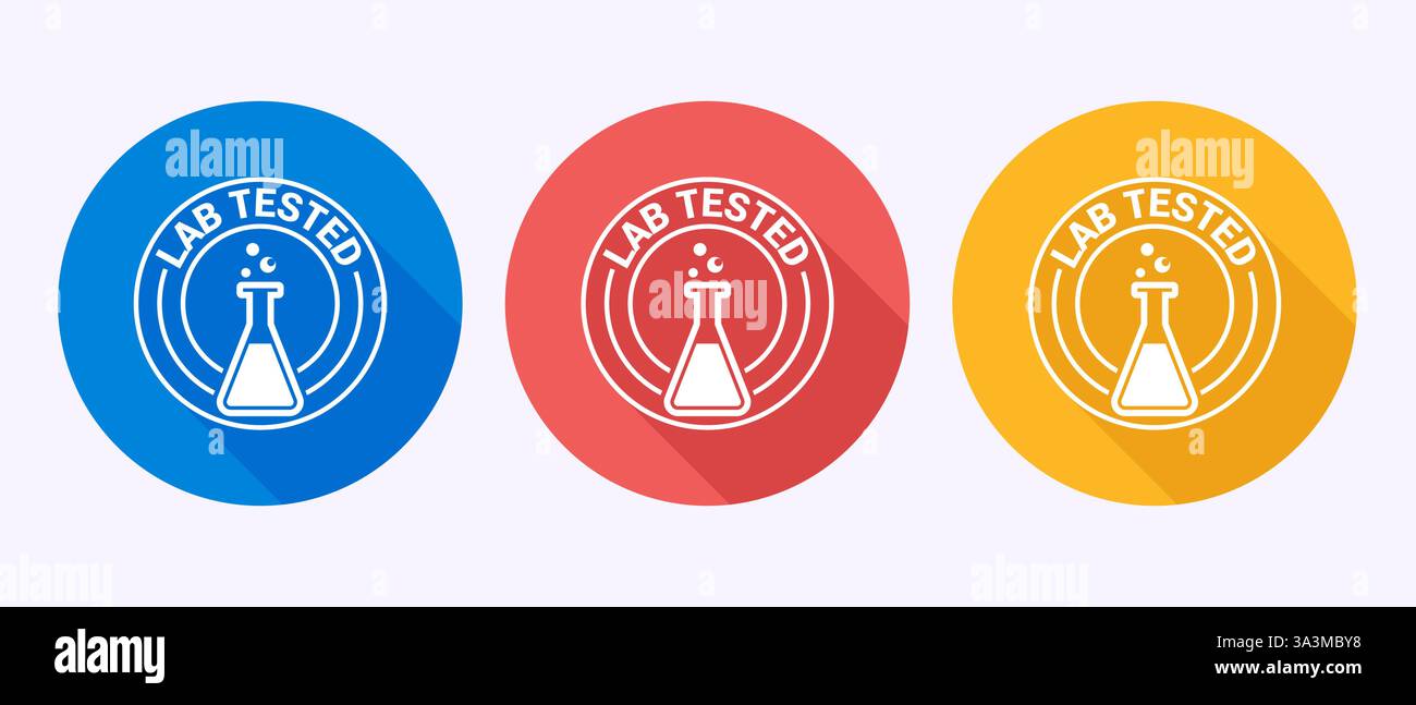 Lab tested icon. Laboratory testing product quality certificate symbol ...