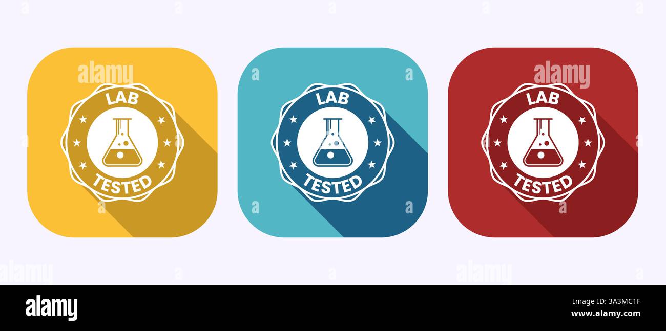 Lab tested icon. Laboratory testing product quality certificate symbol ...