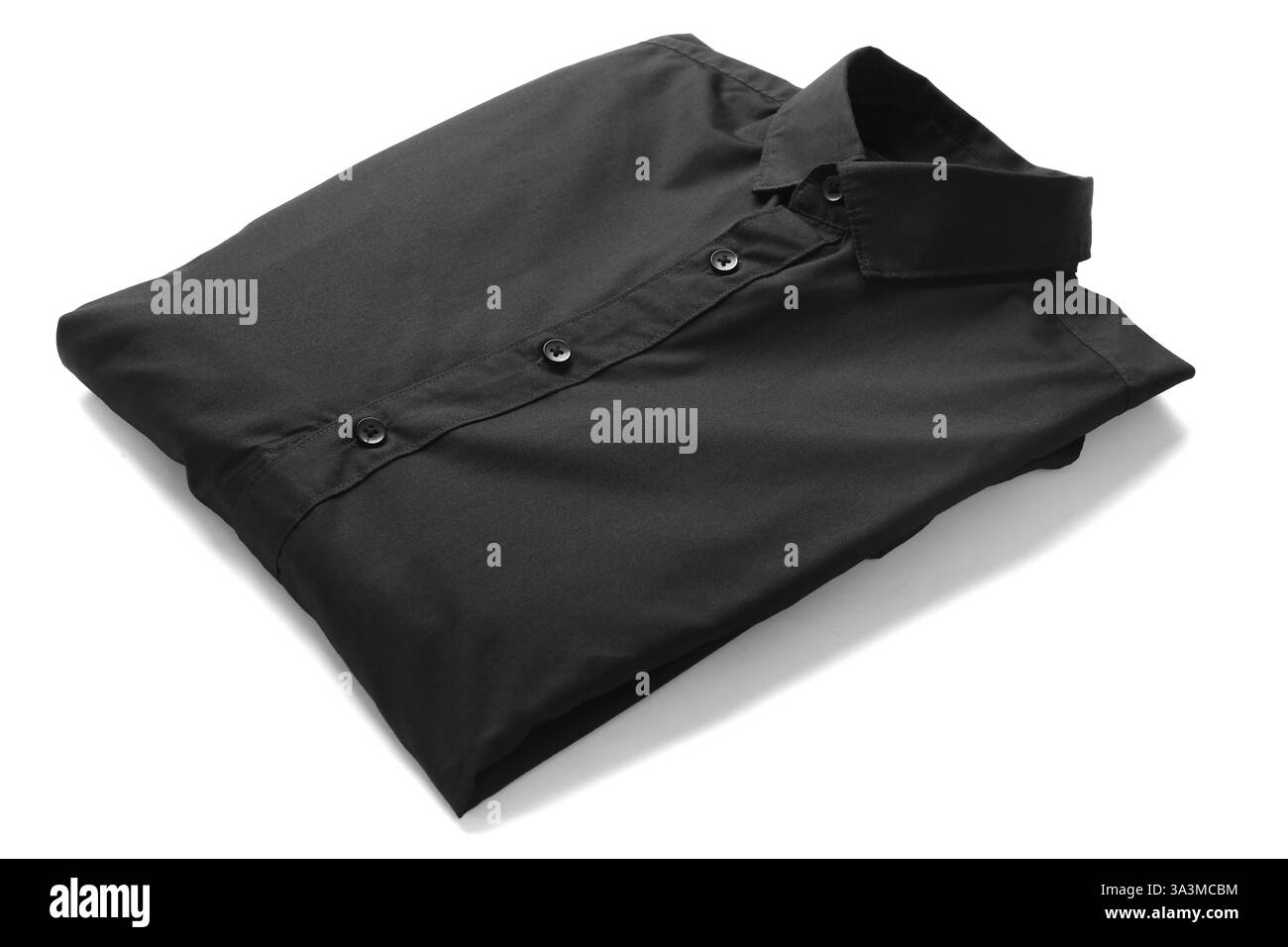Stylish folded black collar shirt on white background Stock Photo - Alamy