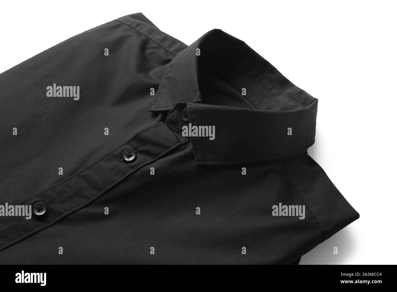 Stylish folded black collar shirt on white background Stock Photo - Alamy