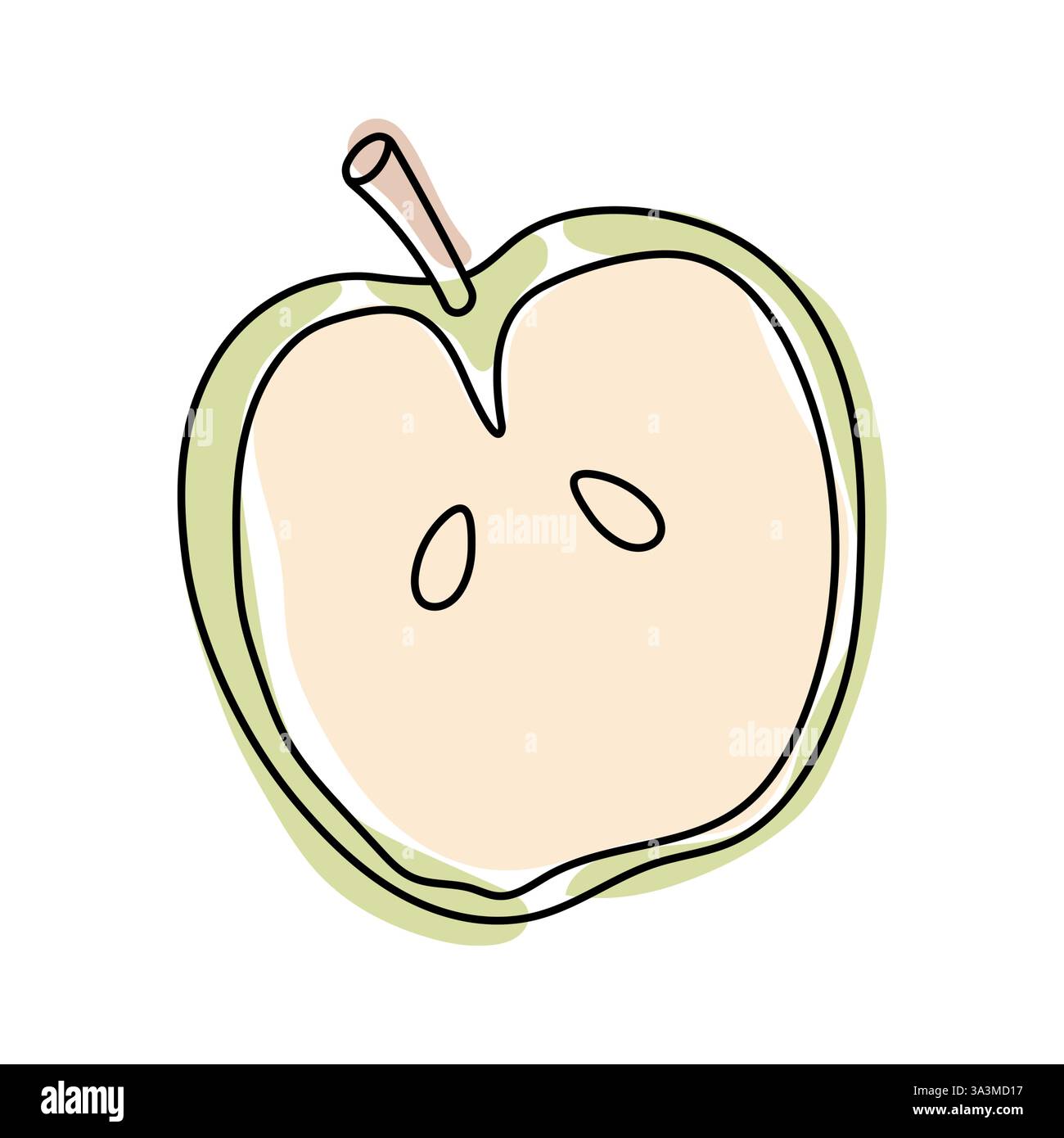 A fresh green apple is shown with its inner structure revealed ...