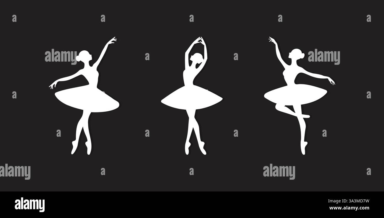 Ballerina Set Silhouette Flat Vector Illustration Stock Vector Image ...