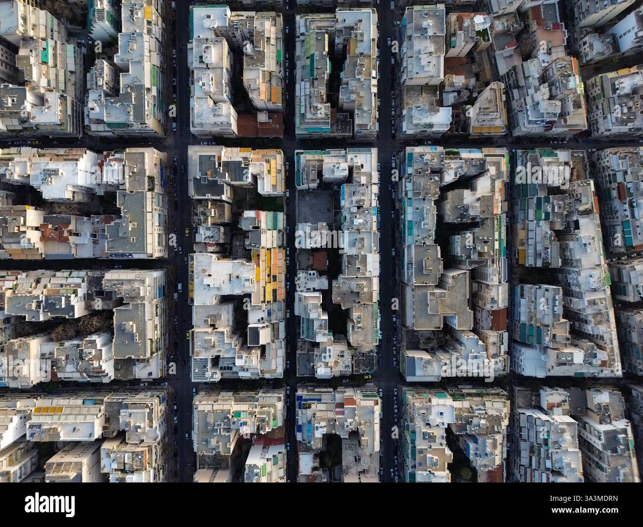 An aerial view of Athens, Greece with thousands of apartment buildings ...