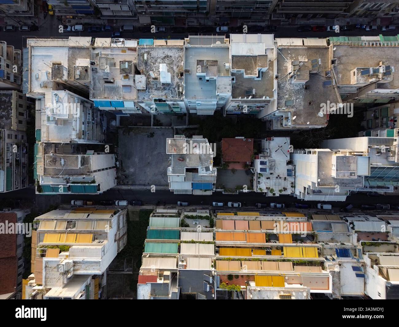 An aerial view of Athens, Greece with thousands of apartment buildings ...