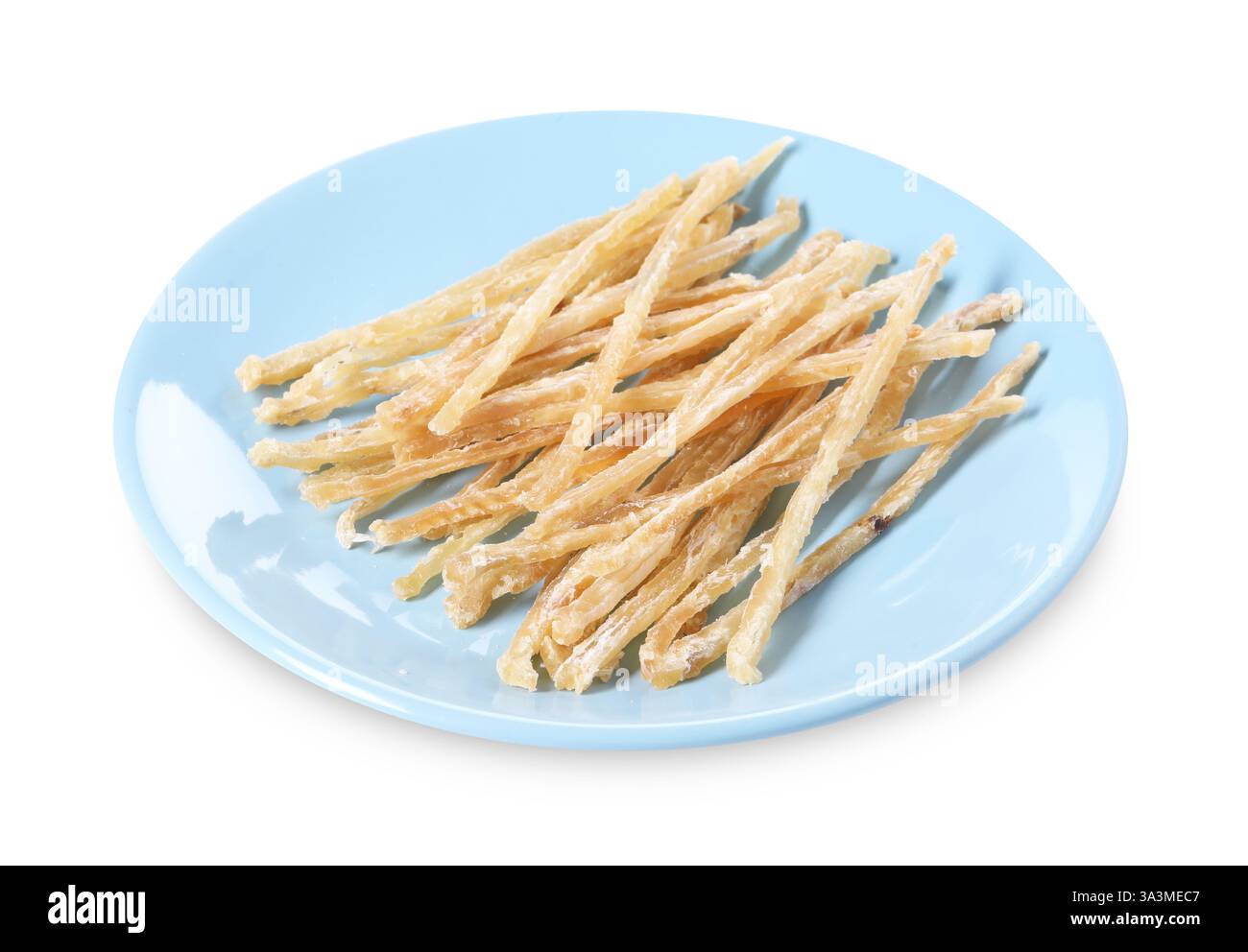 Dried shredded fish snack isolated on white Stock Photo - Alamy