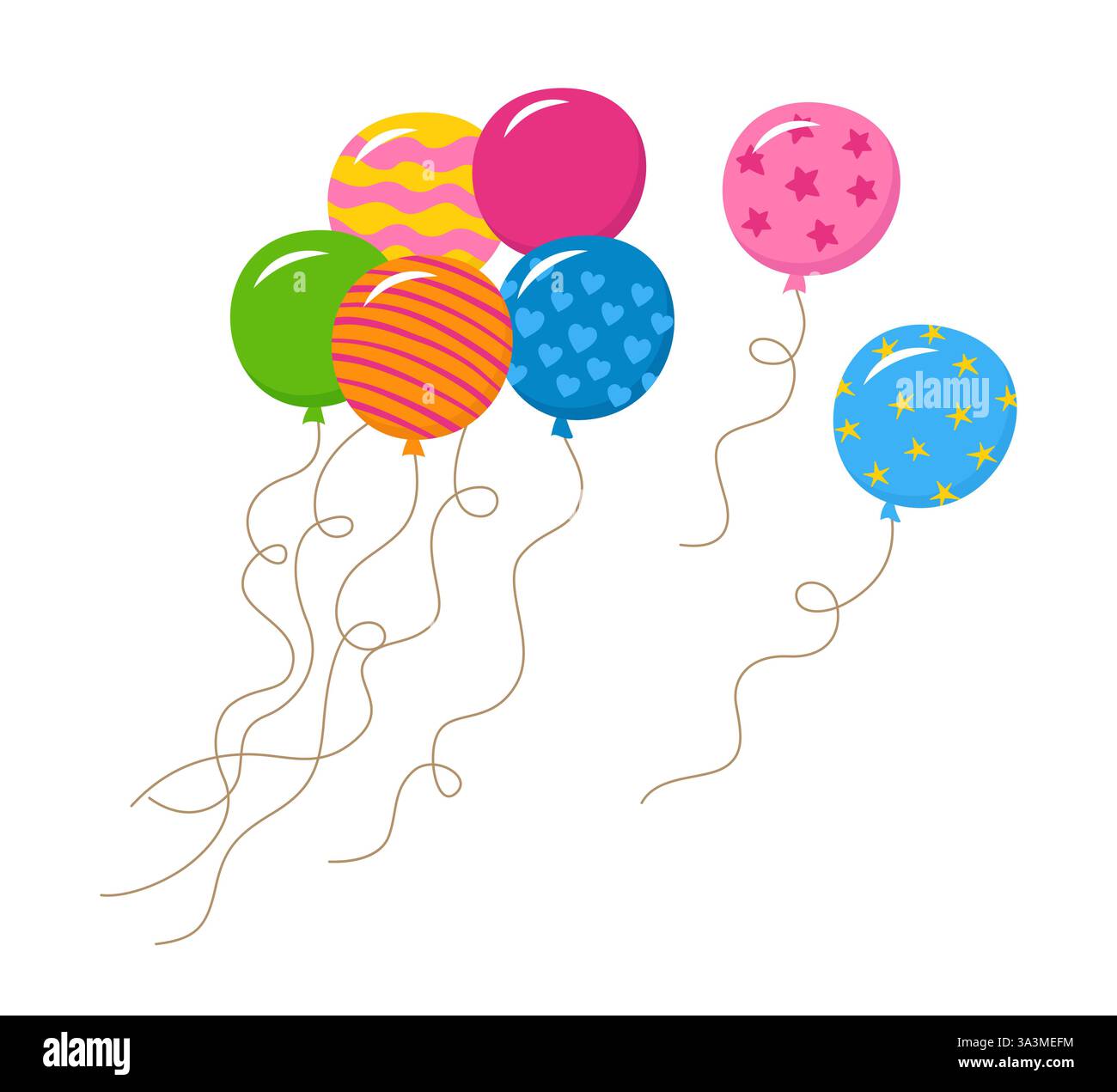 Bunch of balloons vector illustration for holiday greeting card ...