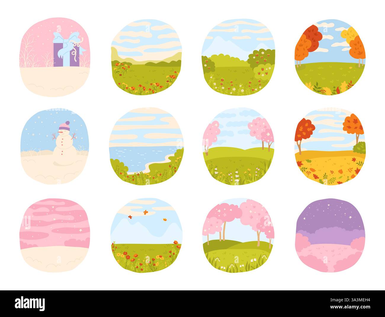 Illustration simple cartoon spring winter hi-res stock photography and ...