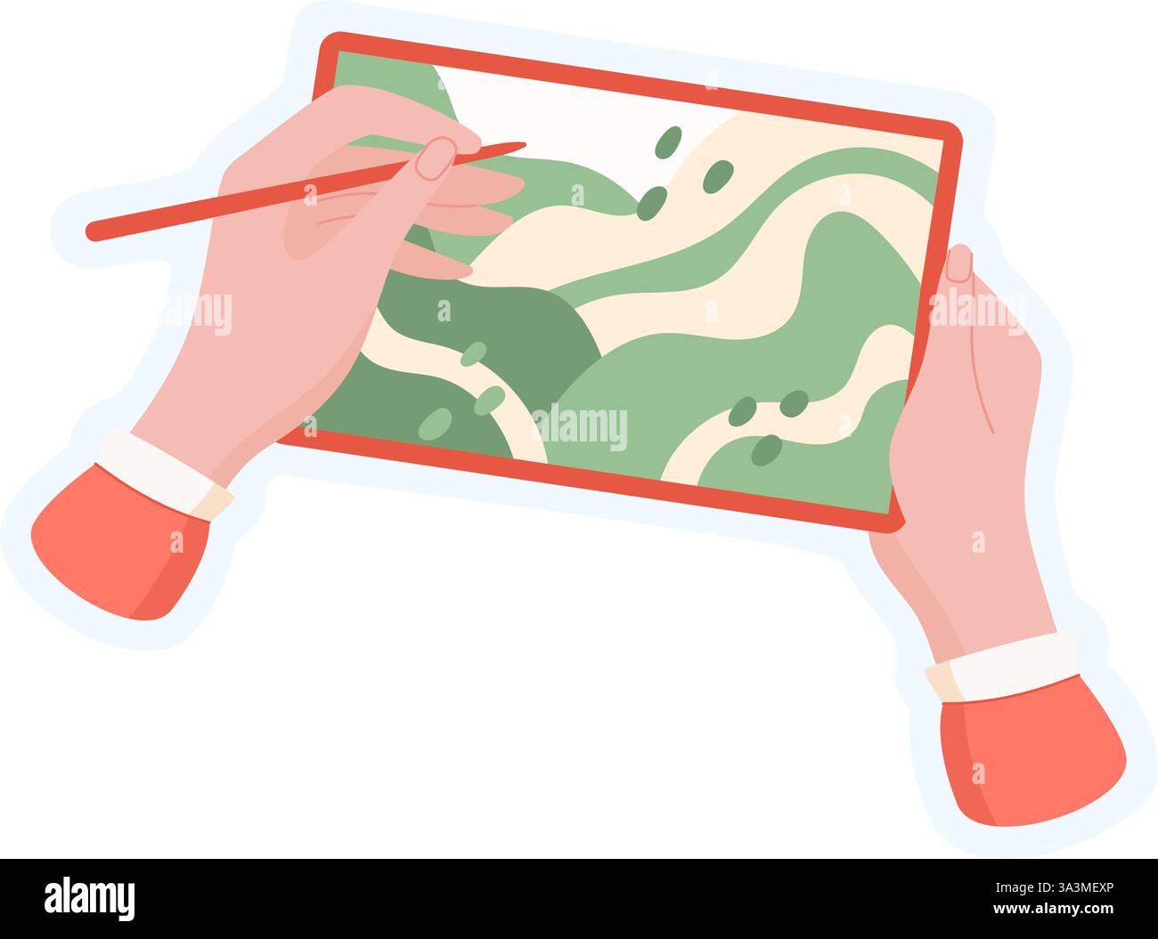 Sticker Of Hand Holding Tablet Stock Vector Image & Art - Alamy