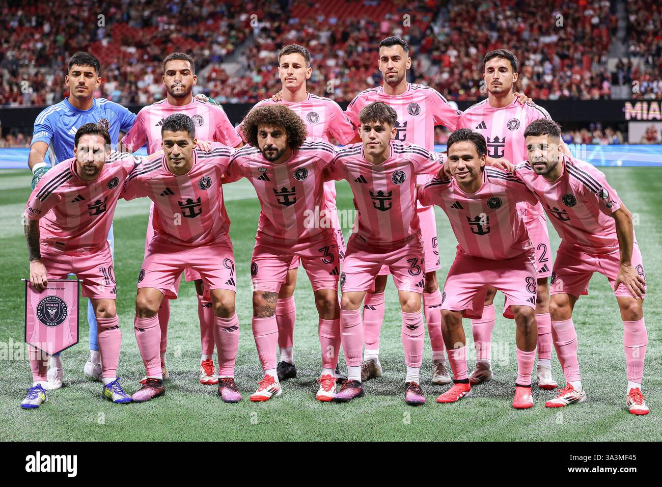 The Inter Miami starting lineup poses for a photo before the start of ...