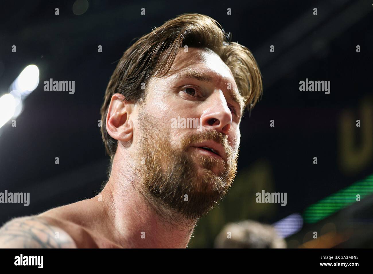 Inter Miami forward Lionel Messi walks off the field after his team ...