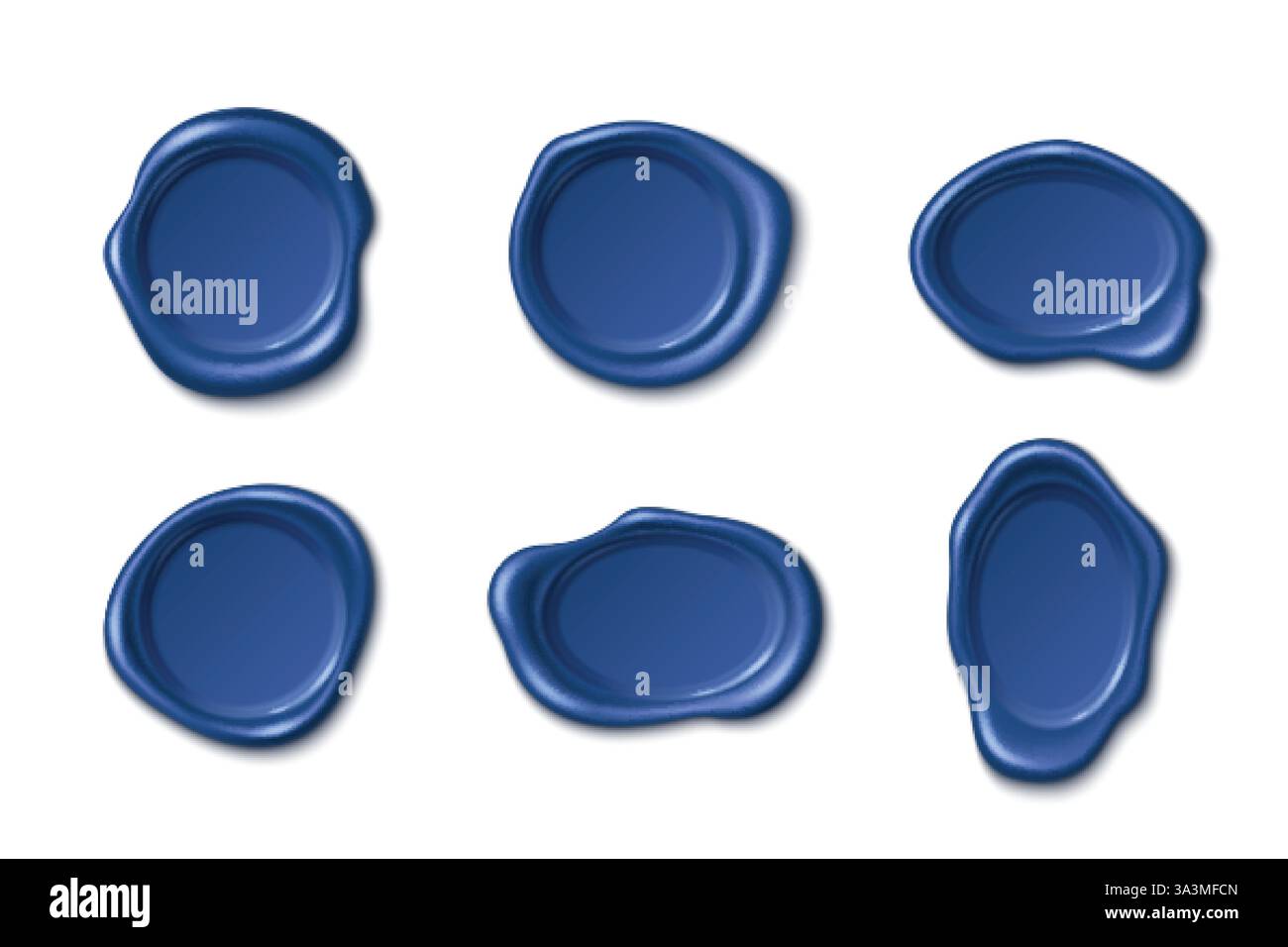 Wax seal stamps collection in emerald blue color with glossy surface ...