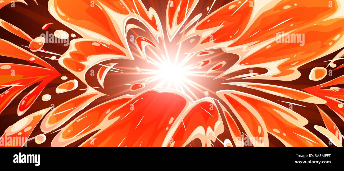 Comic paint splash and bright light effect. Vector cartoon illustration ...