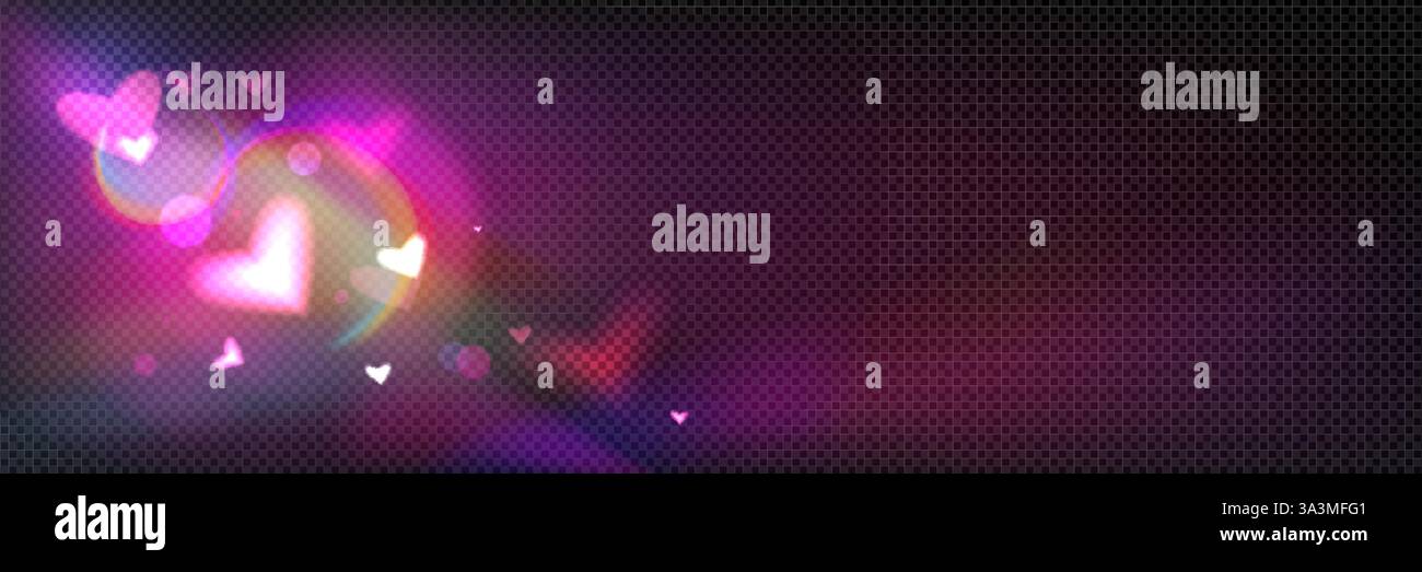 Glowing heart shapes on transparent background. Colorful floating love ...