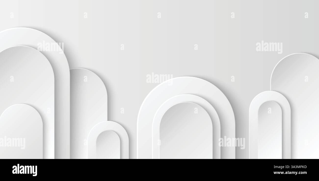 White neomorphic background with overlapping arches. 3d realistic ...