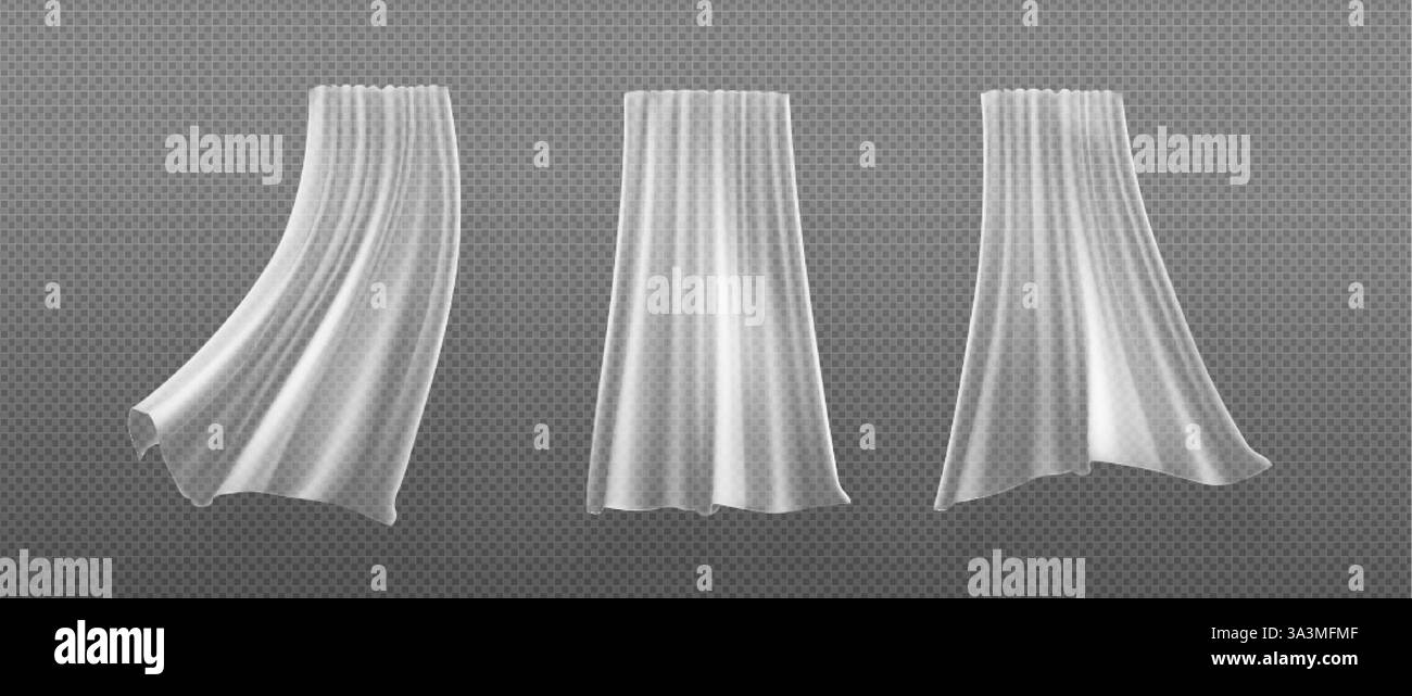 Curtain window wind simulation - transparent white fabric movement ...