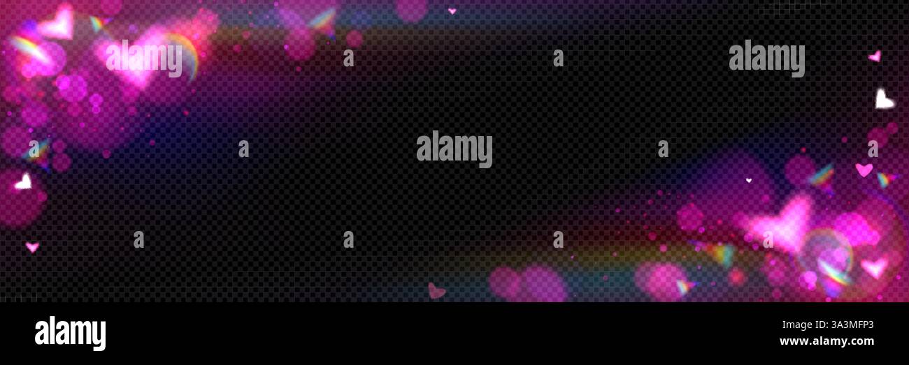 Hearts flare trail on transparent background. Glowing pink bokeh lights ...