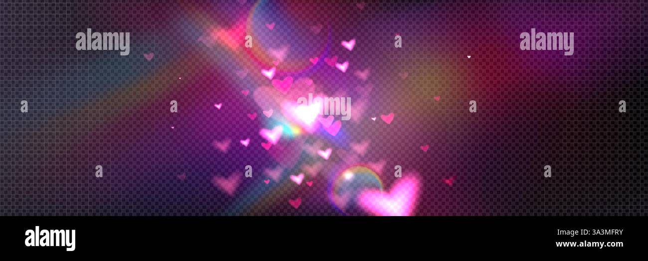 Glowing heart shapes on transparent background. Colorful floating love ...