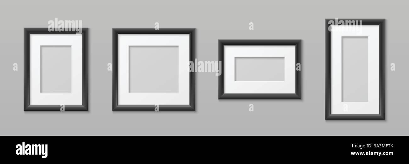 Picture frame mockups with black borders of various sizes and ...