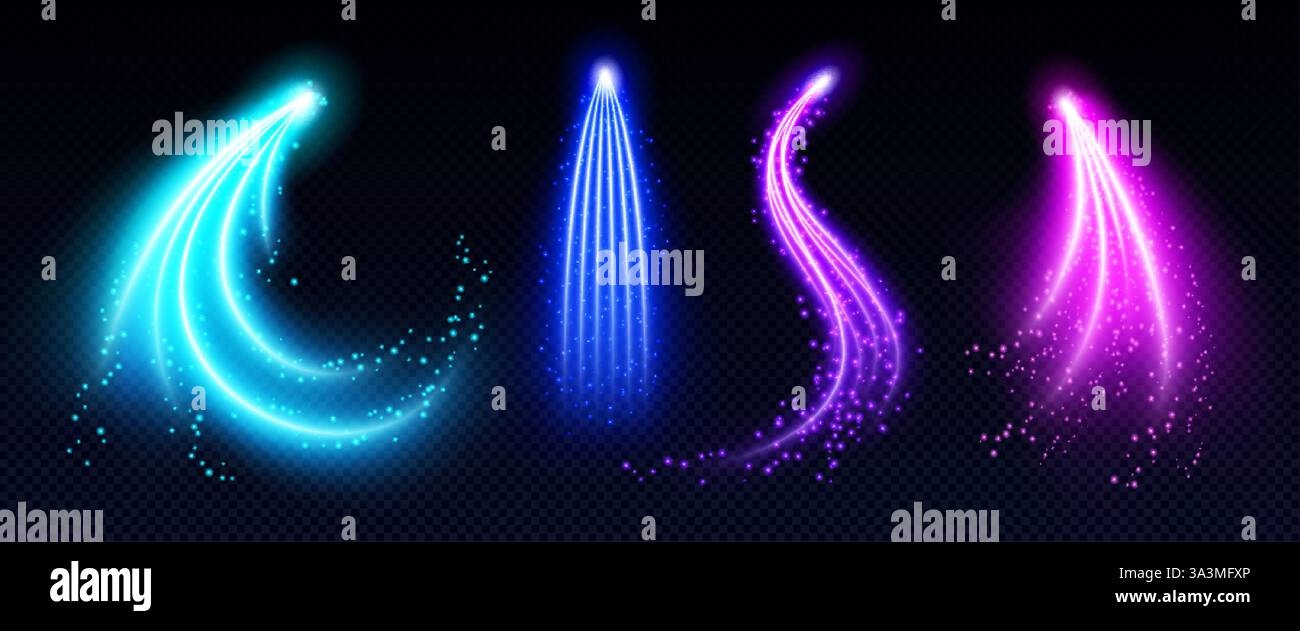 Magic arrow light trails set isolated on transparent background. Vector ...