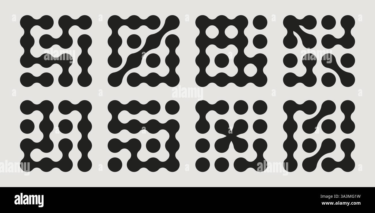 Metaball Geometric Pattern Set Of Abstract Rounded Shapes Black
