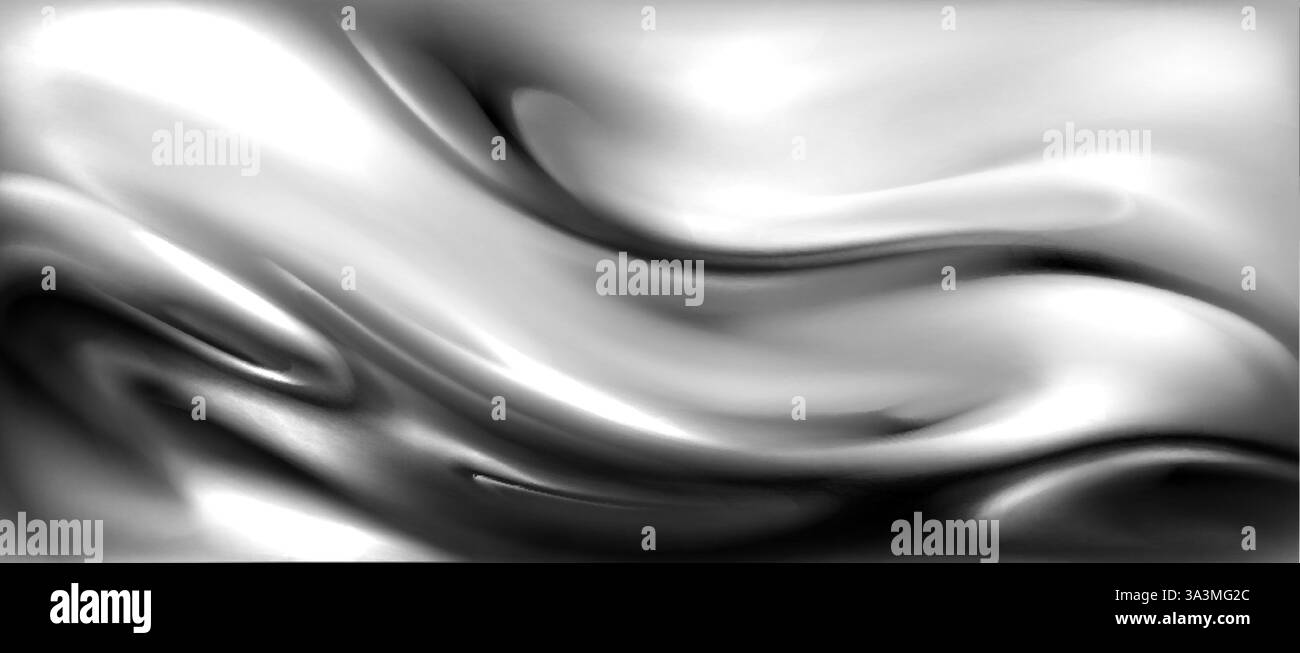 Liquid Silver Texture With Smooth Flowing Waves Metallic Gradient On Wavy Curve Surface Glossy