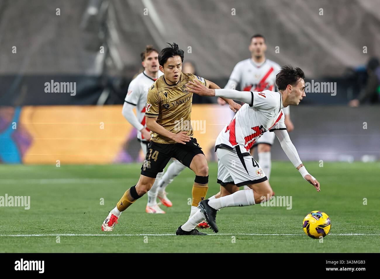 Madrid, Spain. 16th Mar, 2025. (L-R) Takefusa Kubo (Sociedad), Pedro ...