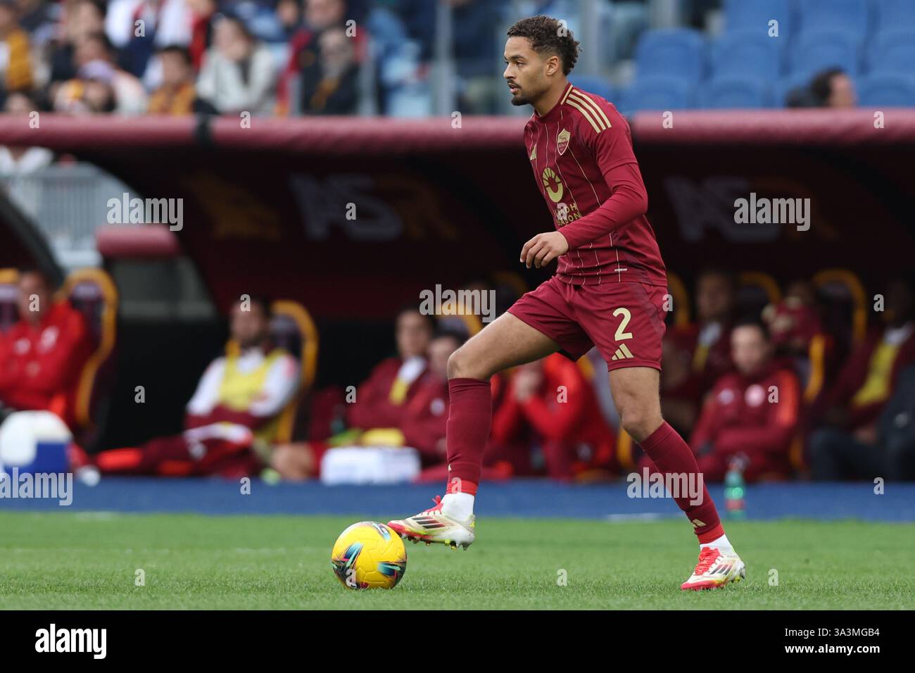 Devyne Rensch of Roma seen in action during the Italian football ...