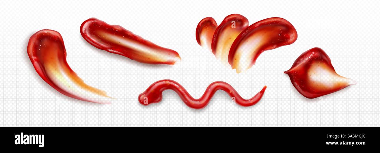 Ketchup splash collection with various liquid shapes - curved swirl ...