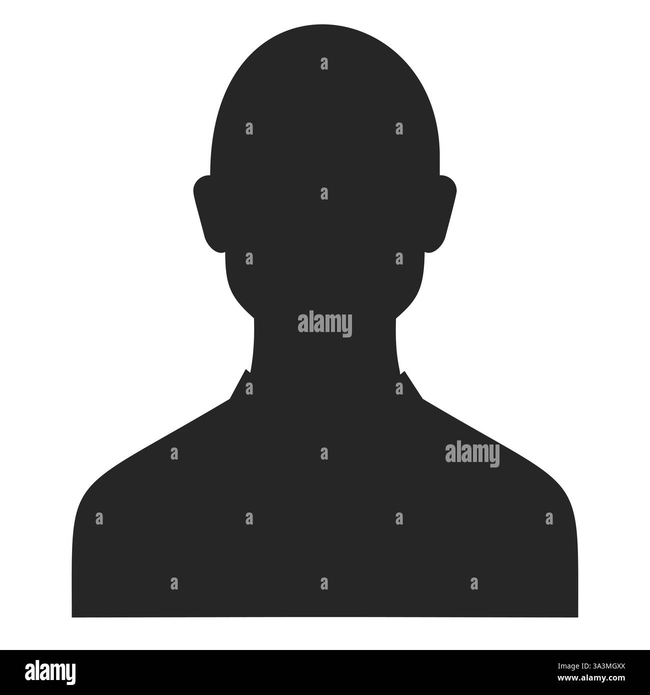 Black silhouette of person avatar head with no facial features. Vector ...