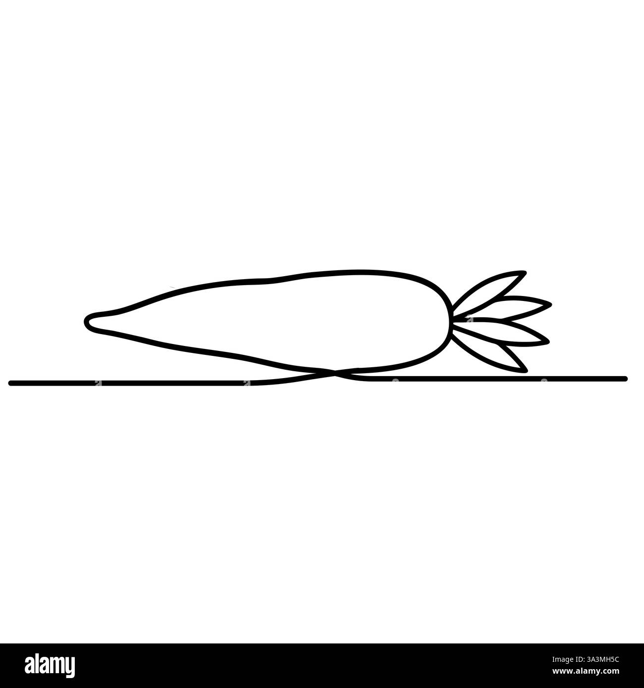 An isolated carrot outline vector illustration with a continuous one ...
