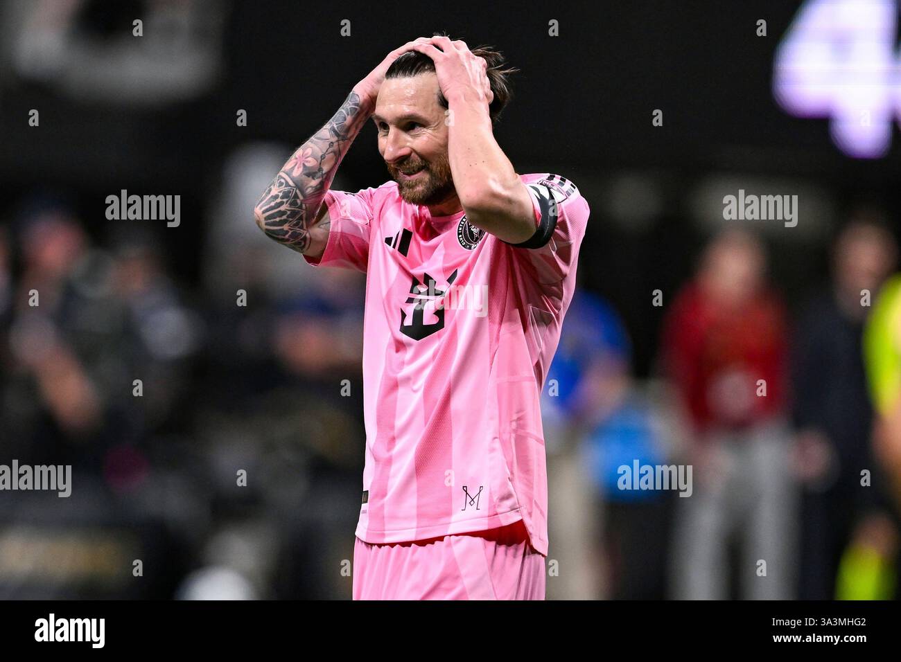 ATLANTA, GA – MARCH 16: Lionel Messi #10 of Inter Miami reacts after ...