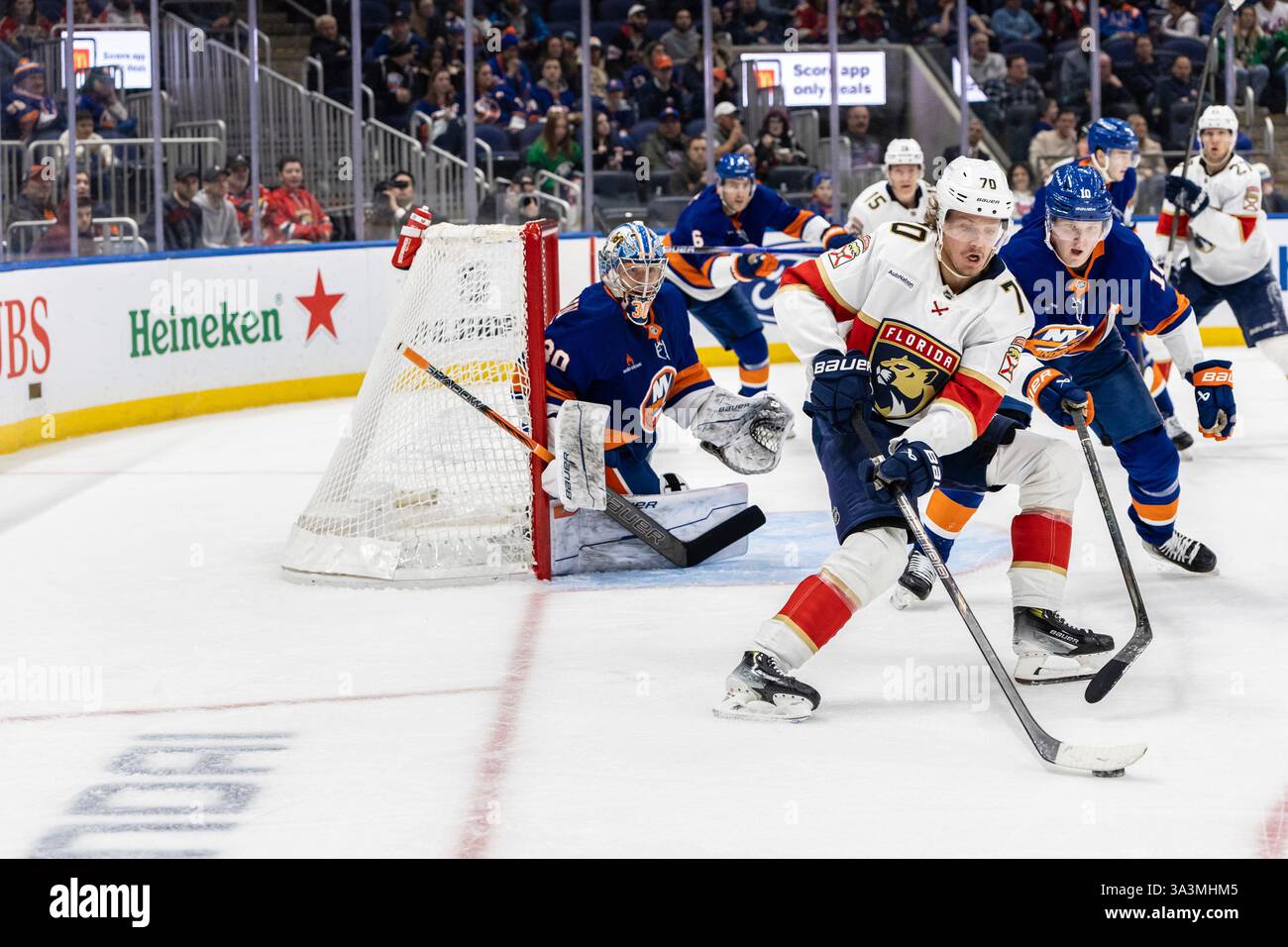 Florida Panthers center Jesper Boqvist (70) and New York Islanders ...