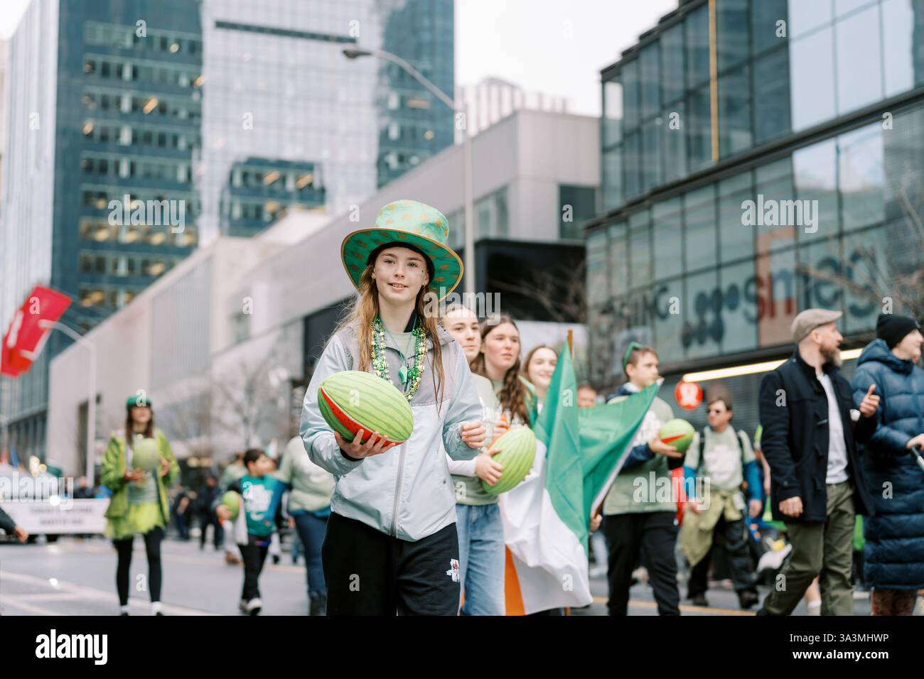 Canada, Toronto - 16 march 2025: Saint Patrick Day Parade. Cheerful St ...