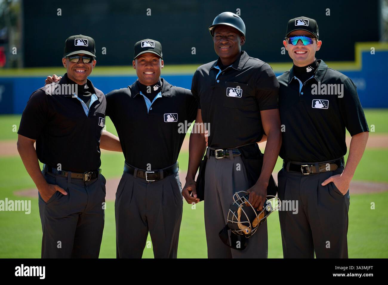Umpires (L-R) Jamal Allen, Felix Neon. Elliott Melton, and Charlie ...