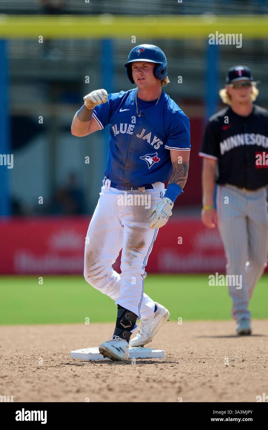 Toronto Blue Jays Cutter Coffey (5) on second base after hitting a ...