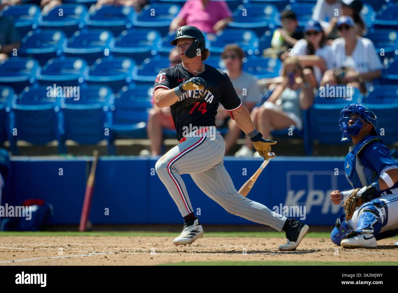 Minnesota Twins Luke Keaschall (74) at bat during an MLB Spring ...