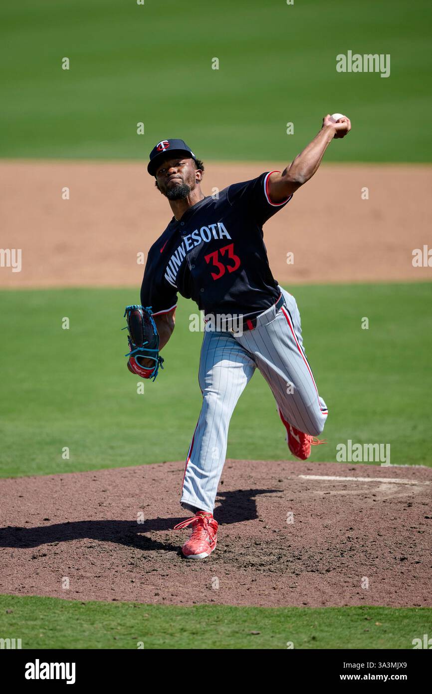 Minnesota Twins pitcher Jaylen Nowlin (33) during an MLB Spring ...