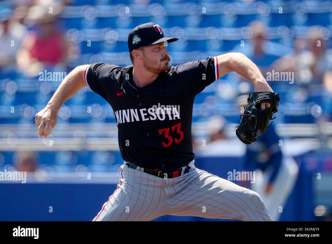 Minnesota Twins pitcher Kyle Bischoff (33) during an MLB Spring ...