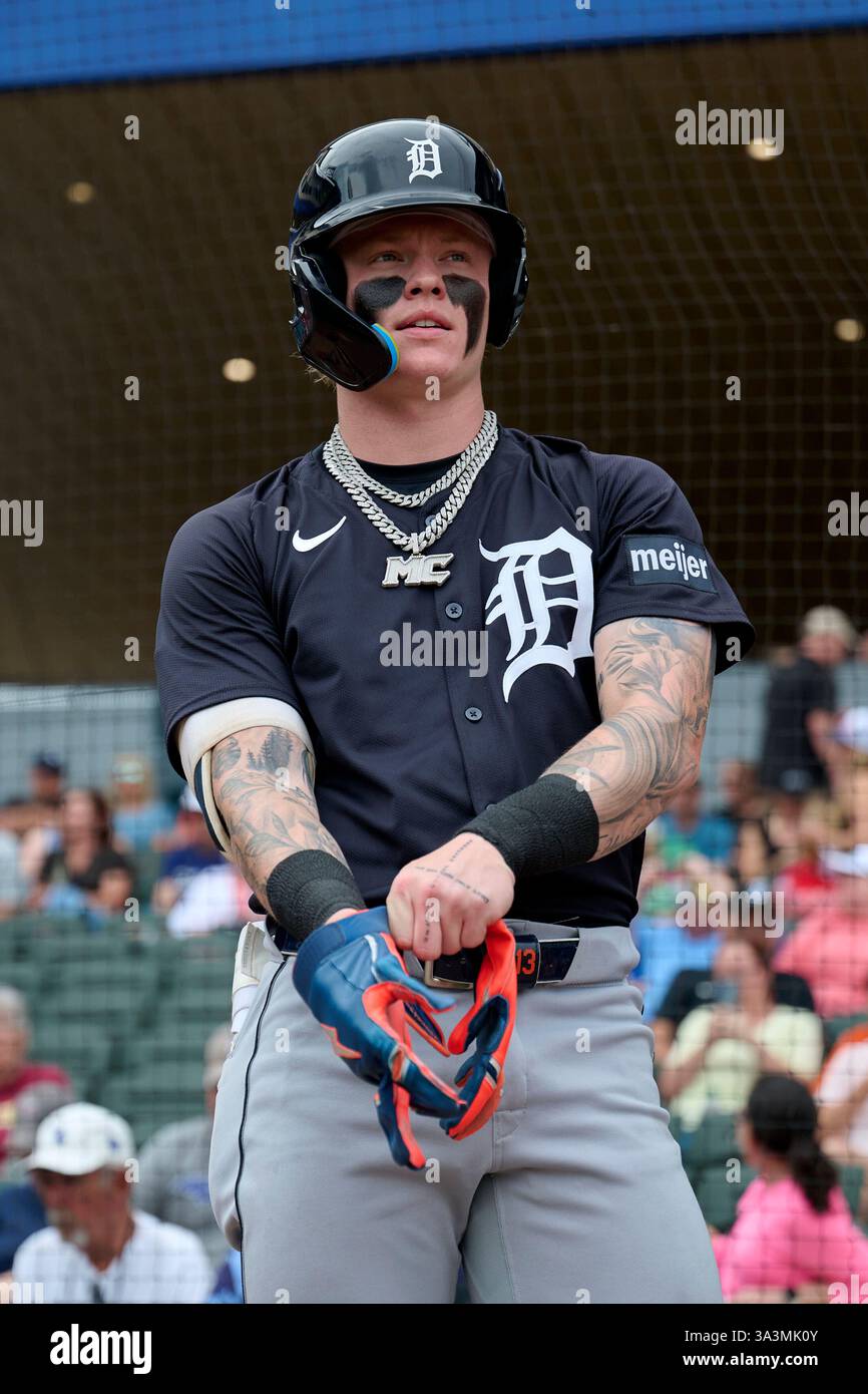 Detroit Tigers Max Clark (38) gets ready to bat before an MLB Spring ...