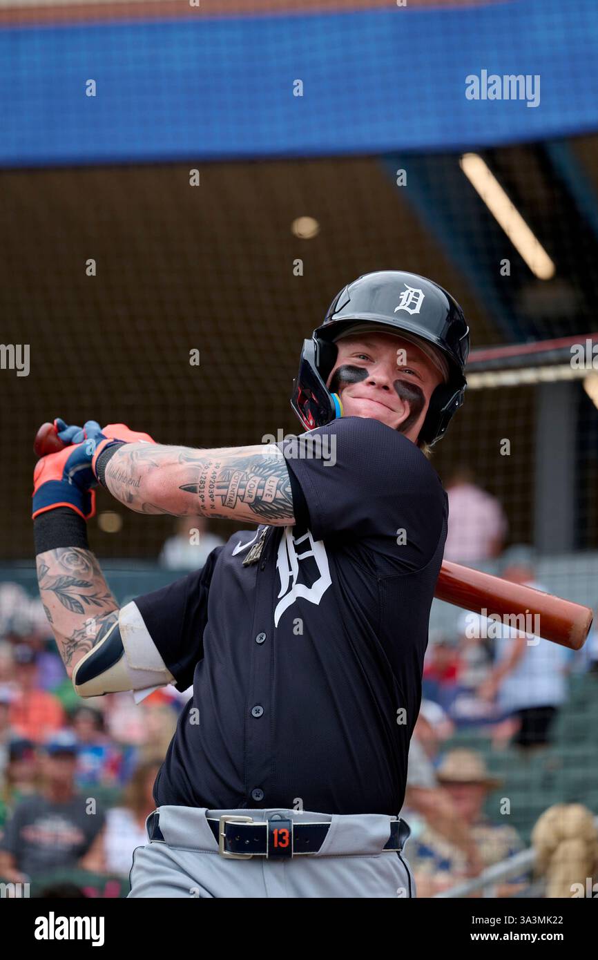 Detroit Tigers Max Clark (38) gets ready to bat before an MLB Spring ...