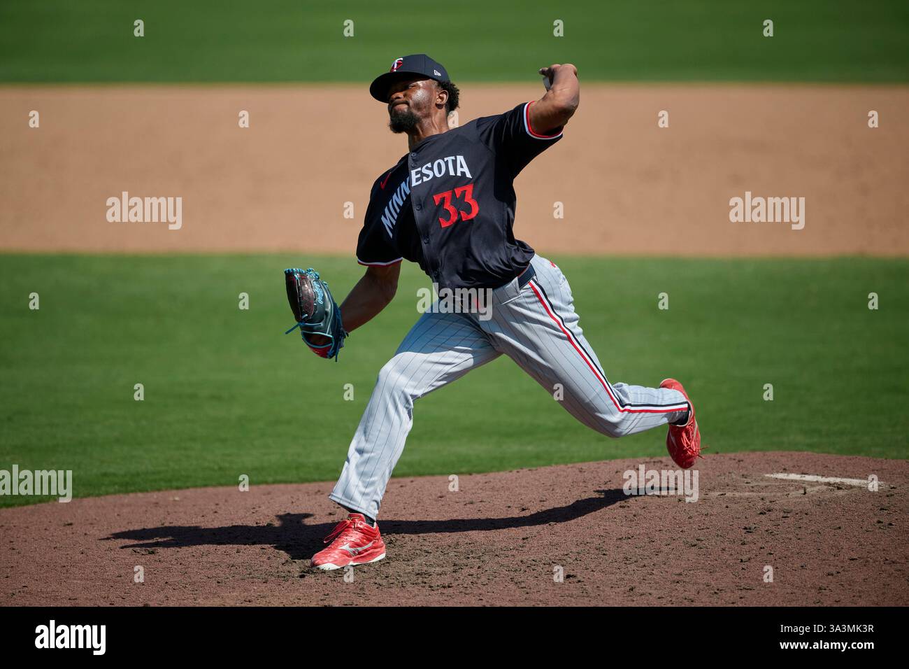 Minnesota Twins pitcher Jaylen Nowlin (33) during an MLB Spring ...