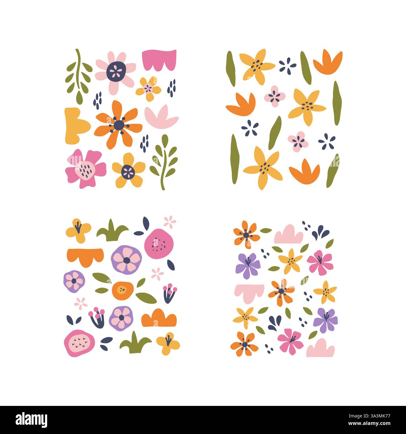Abstract funky floral vector poster set Stock Vector Image & Art - Alamy